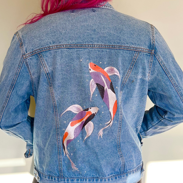 Koi Fish Jacket, Custom Denim Jacket – EmAttemptsArt