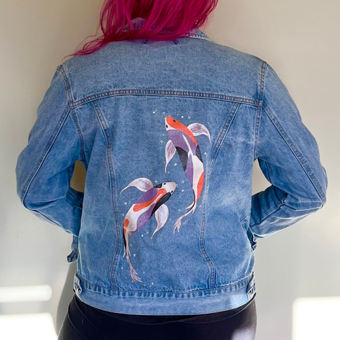 Koi Fish Jacket, Custom Denim Jacket – EmAttemptsArt