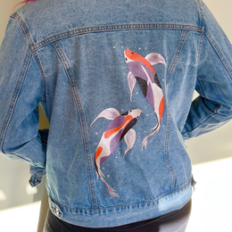 Koi Fish Jacket, Custom Denim Jacket – EmAttemptsArt