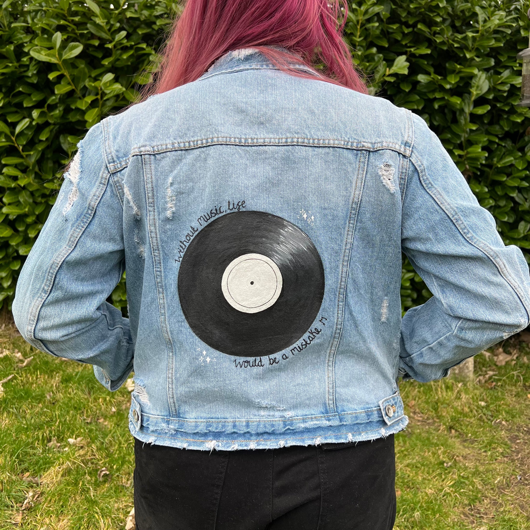 Vinyl Music Inspired Custom Denim Jacket – EmAttemptsArt