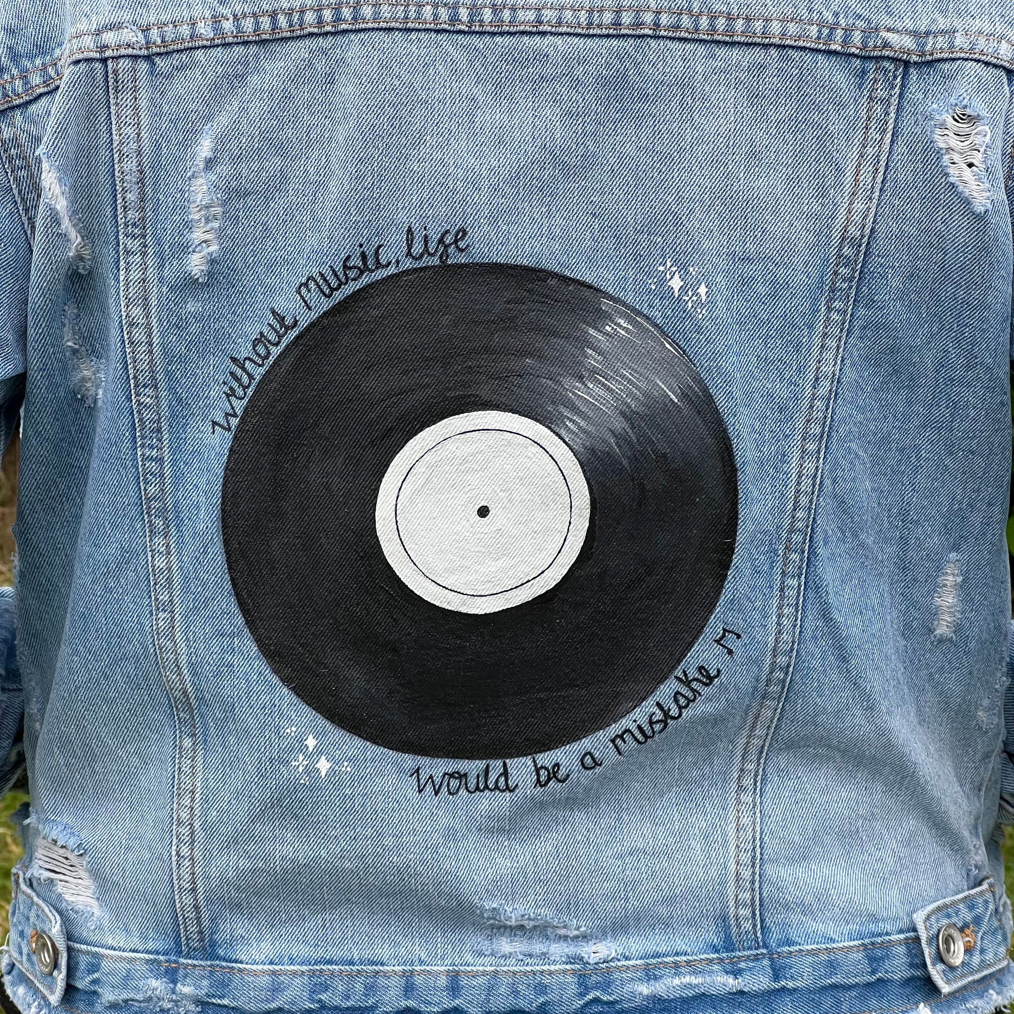 Vinyl Music Inspired Custom Denim Jacket – EmAttemptsArt