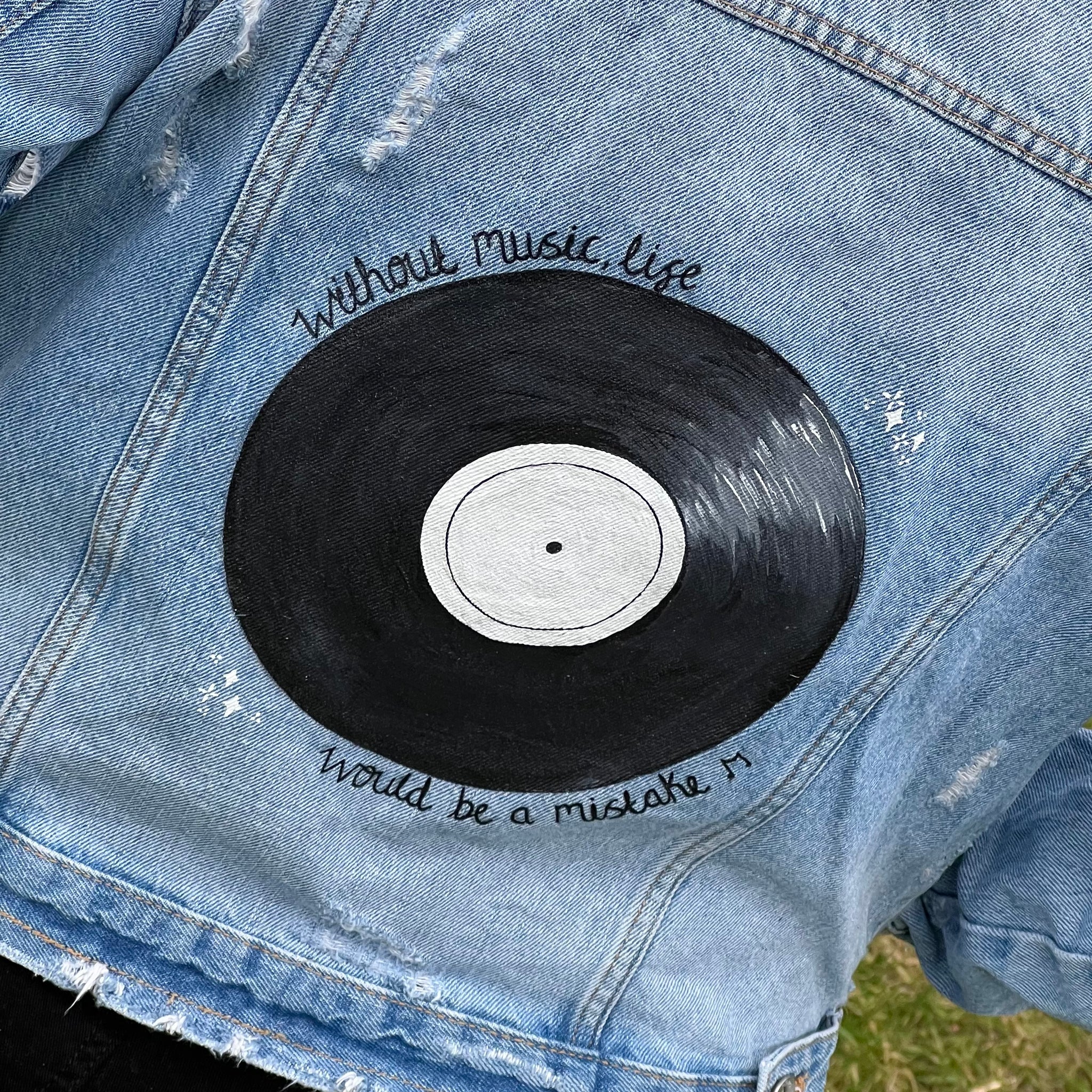 Vinyl Music Inspired Custom Denim Jacket – EmAttemptsArt