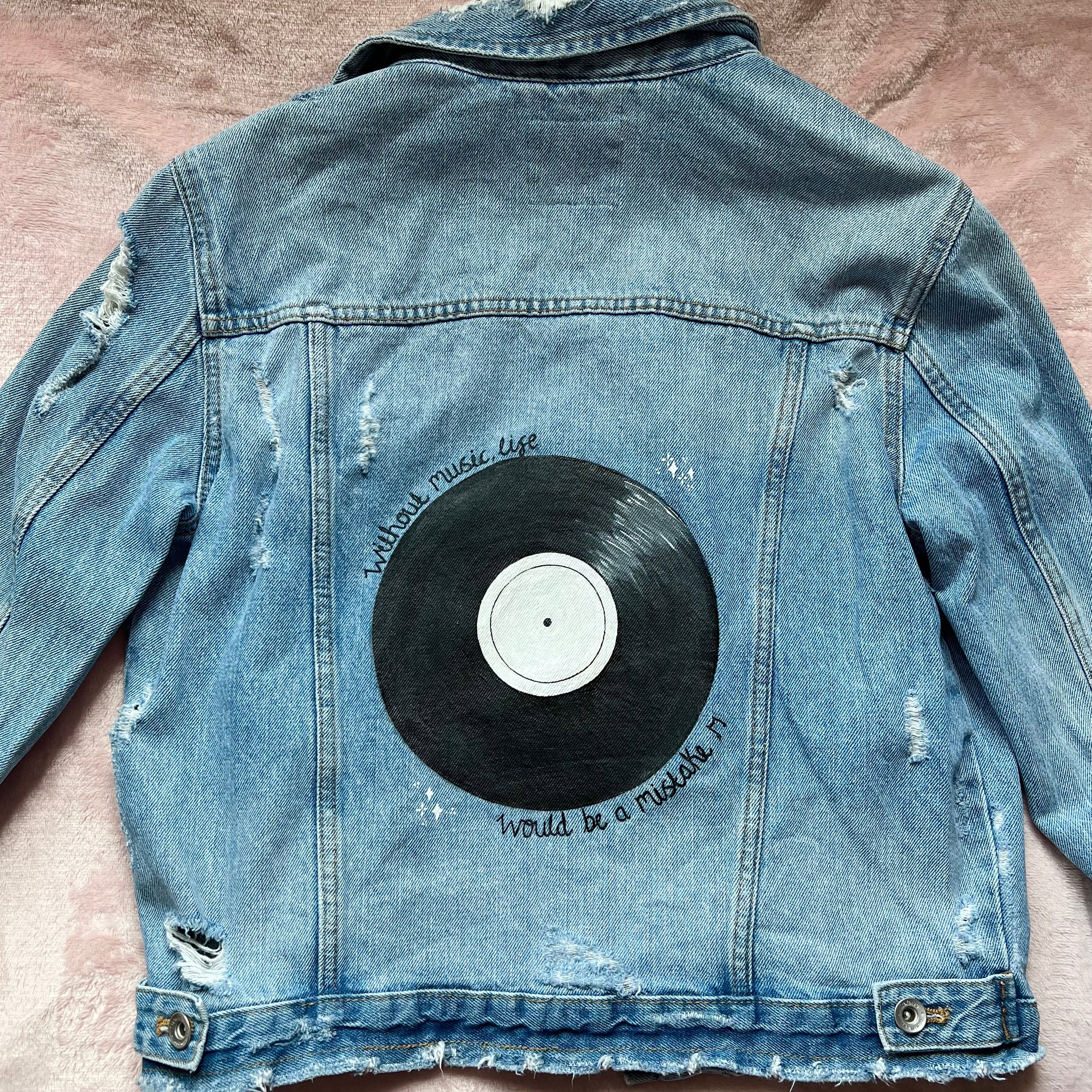 Vinyl Music Inspired Custom Denim Jacket – EmAttemptsArt