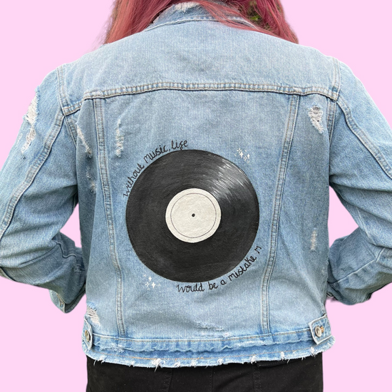 Vinyl Music Inspired Custom Denim Jacket – EmAttemptsArt